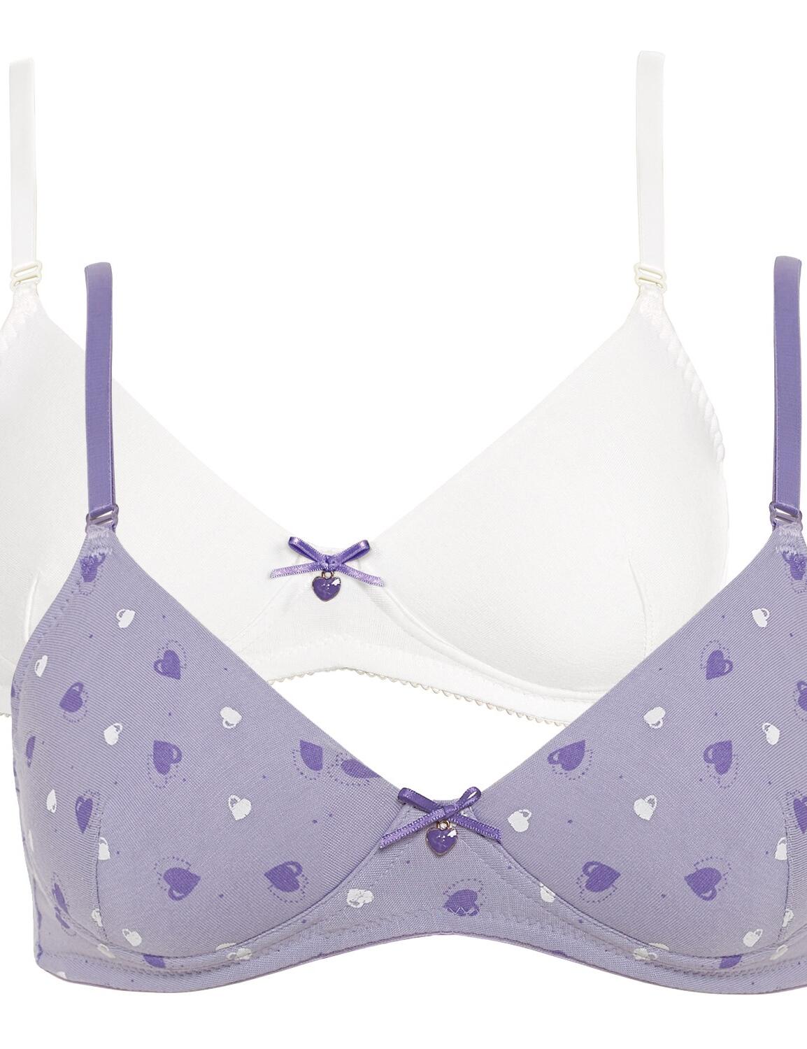 Royce Sweet Violet: Teen Bra 2 Pack | Purple Print and White | Uplifted ...