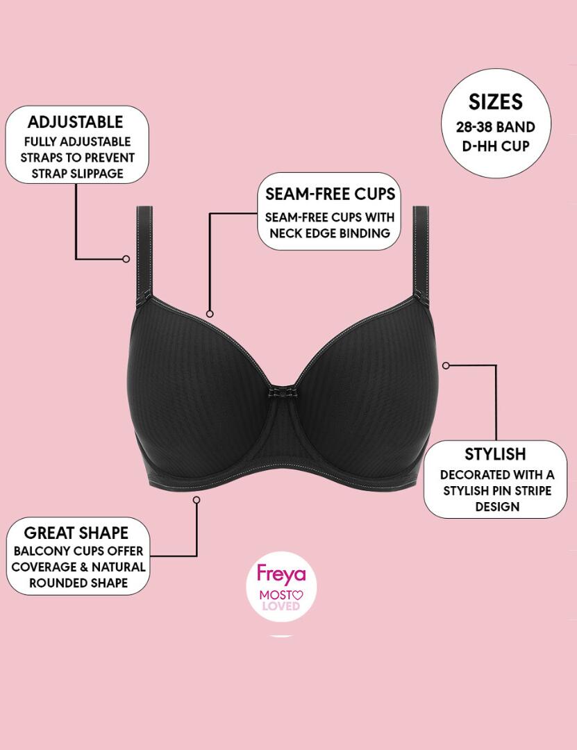 Freya Idol : Underwired Balcony Moulded Bra AA1050 | Black | Uplifted ...